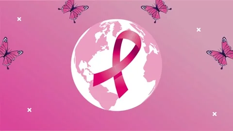 breast cancer animation with earth plane... | Stock Video | Pond5