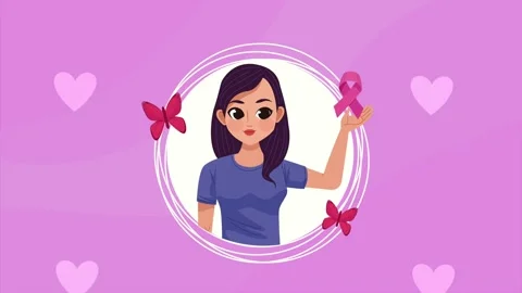 breast cancer animation with woman lifti... | Stock Video | Pond5