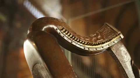 Brian Boru harp, Trinity College harp in... | Stock Video | Pond5