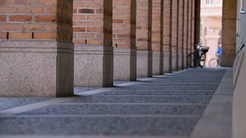 Brick columns red masonry with base of f... | Stock Video | Pond5