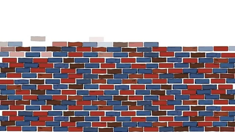 Brick wall construction. Red and blue br... | Stock Video | Pond5