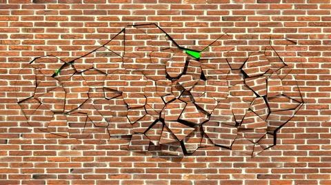 Brick Wall - demolition with greenscreen | Stock Video | Pond5
