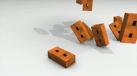 Bricks falling animation, background, re... | Stock Video | Pond5