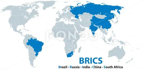 BRICS, member states, major emerging economies, political map ~ Clip ...