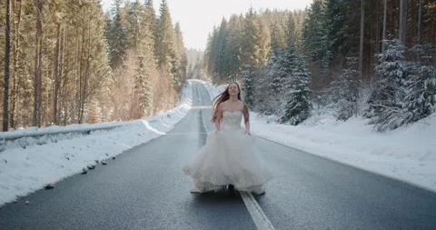 bride in wedding dress walking running d... | Stock Video | Pond5