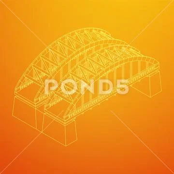 Bridge connection structure. Wireframe low poly mesh ~ Clip Art #198030583