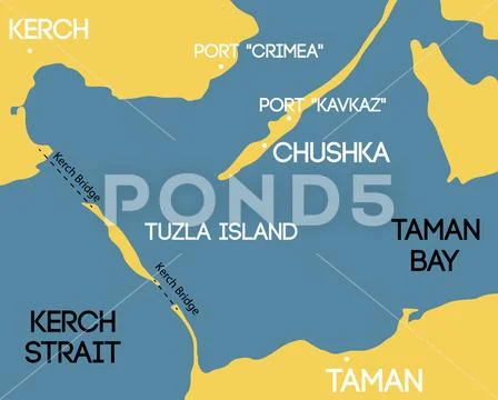 Bridge to Crimea. Schematic map of Kerch bridge. Illustration #103520052