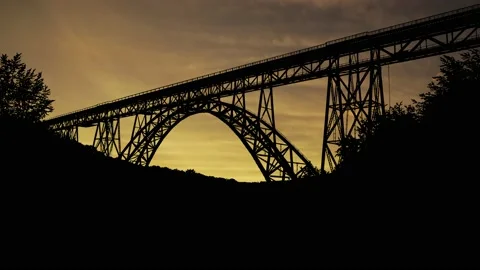 Bridge Silhouette Trees Nature Landscape... | Stock Video | Pond5