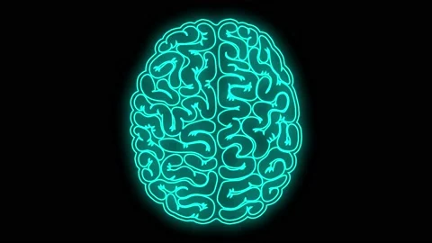 Bright Blue Brain Animation on dark Back... | Stock Video | Pond5
