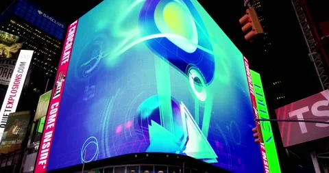 Bright displays at Times Square at night... | Stock Video | Pond5