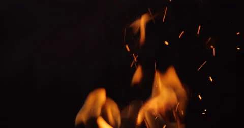 Bright flames of fire over black studio... | Stock Video | Pond5