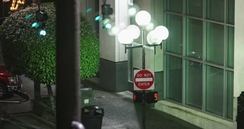 Bright Lamp Post With Do No Enter Signag... | Stock Video | Pond5