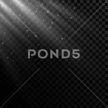 Bright light effect on a transparent background. Falling rays with ...