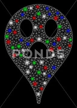 Bright Mesh Carcass Wonder Smiley Map Marker with Flash Spots: Royalty ...