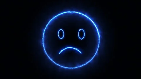 Bright Neon Blue Line Drawing A Sad Face... | Stock Video | Pond5