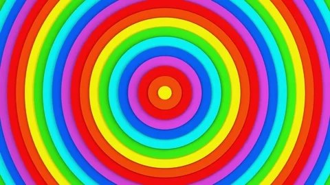 Bright rainbow concentric circles 3D ani... | Stock Video | Pond5