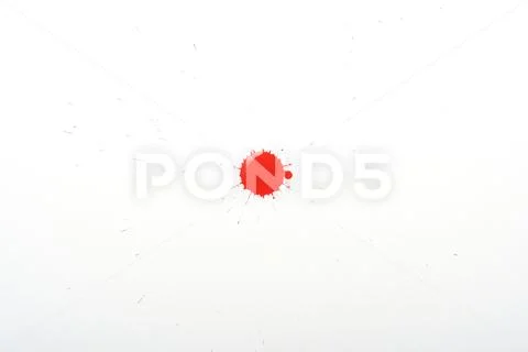 Bright red single paint splash isolated on white background with ...