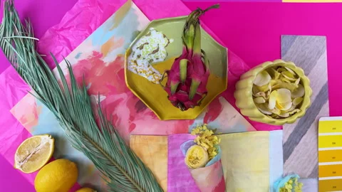 bright summer color palette mood board i... | Stock Video | Pond5