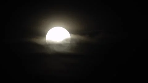 Bright White Full Moon In Night Sky With... | Stock Video | Pond5
