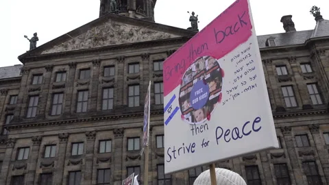 'Bring back the hostages' sign during so... | Stock Video | Pond5