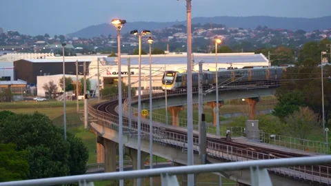 Brisbane city airport train airtrain exp... | Stock Video | Pond5