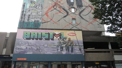 bristol murals on the side of this tall ... | Stock Video | Pond5