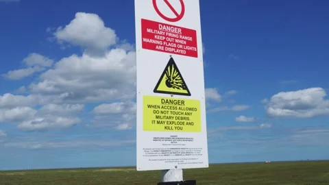 British army base warning signs. Danger ... | Stock Video | Pond5