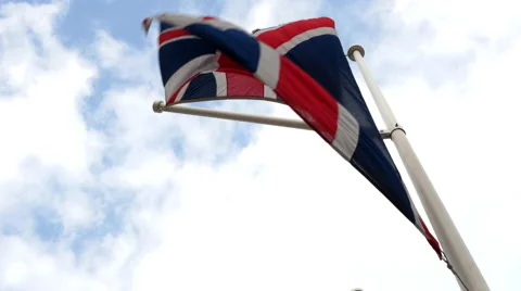 British flag waving in wind in UK, Unite... | Stock Video | Pond5