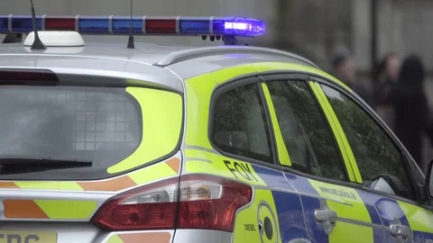 British police vehicle at a crime scene | Stock Video | Pond5