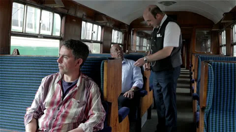 British Railway: Train ticket inspector ... | Stock Video | Pond5