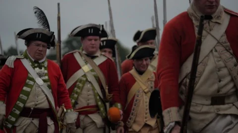 British Redcoats march with Muskets and ... | Stock Video | Pond5