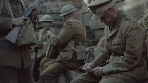 British soldier writing a letter during ... | Stock Video | Pond5