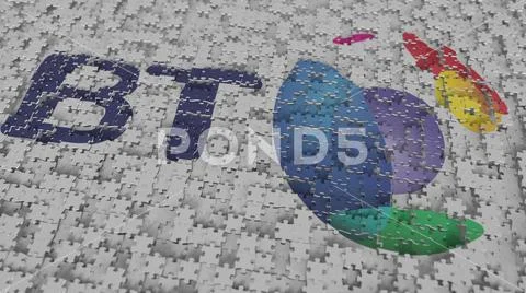 BRITISH TELECOM logo composing with puzzle pieces, editorial 3D rendering: Royalty Free #103575638