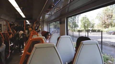 British train interior arriving at Winds... | Stock Video | Pond5