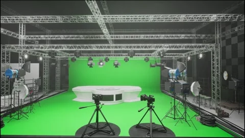 Broadcast With Green Screen. Virtual Stu... | Stock Video | Pond5