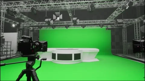 Broadcast With Green Screen. Virtual Stu... | Stock Video | Pond5