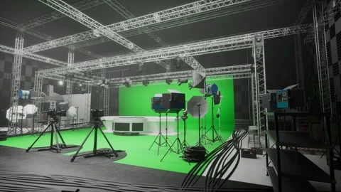 Broadcast With Green Screen. Virtual Stu... | Stock Video | Pond5