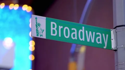 Broadway street sign at Times Square in ... | Stock Video | Pond5