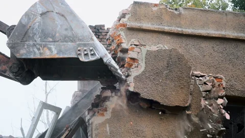 Broken bricks and stones are falling dow... | Stock Video | Pond5