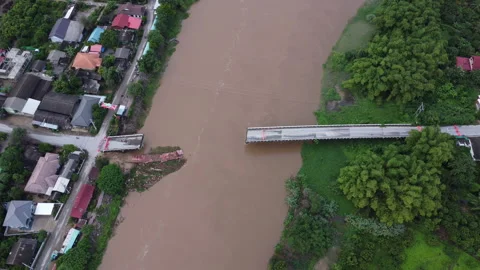 Broken bridge after flash floods in the ... | Stock Video | Pond5