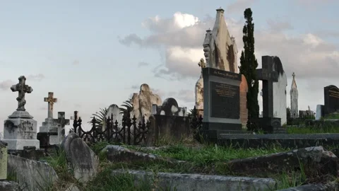Broken burial tombs in a Australian ceme... | Stock Video | Pond5