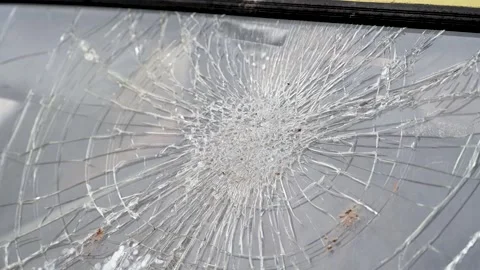 Broken car windshield with cracks. Smash... | Stock Video | Pond5