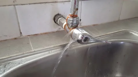 Broken fauset water tap with leaking wat... | Stock Video | Pond5