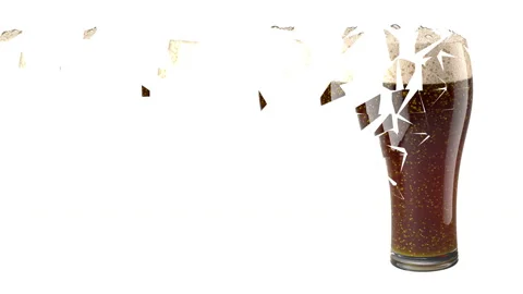Broken glass with dark beer or cola isol... | Stock Video | Pond5