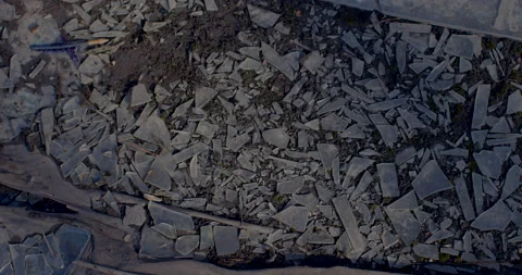 Broken glass floor emergency building. D... | Stock Video | Pond5