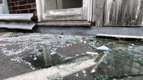 Broken Glass Smashed Window Cinematic At... | Stock Video | Pond5