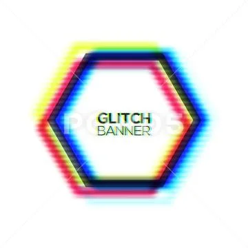 Broken glitch hex sign of rgb cmyk colors channel. ~ Clip Art #88354171