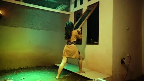 Broken home woman dancing with depressio... | Stock Video | Pond5