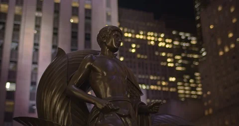 Bronze Merman Statue at Rockefeller Cent... | Stock Video | Pond5