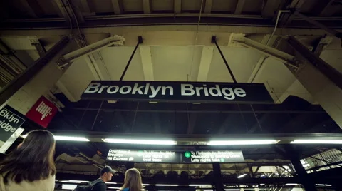 Brooklyn Bridge Stop in Subway Train Sta... | Stock Video | Pond5
